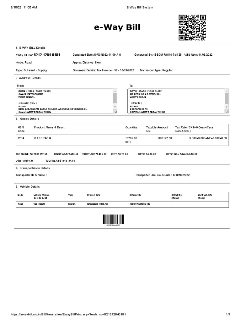 E WAY BILL Details PDF Public Finance Trade