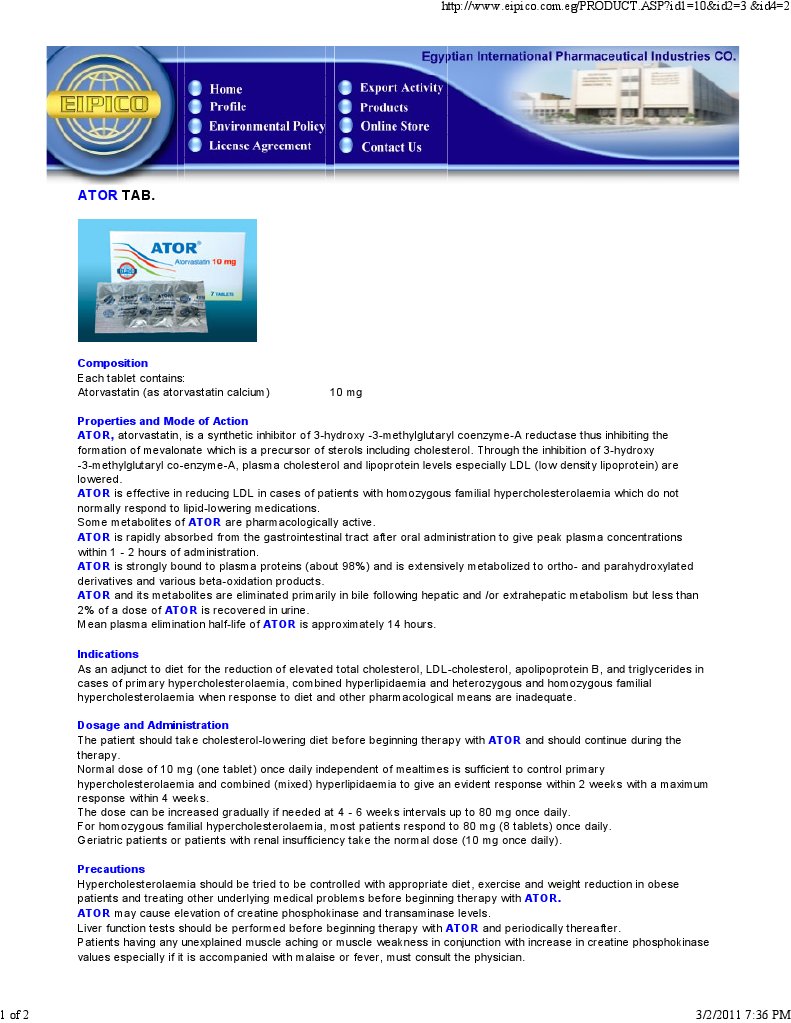 Ator Tab | PDF | Cholesterol | Hypercholesterolemia