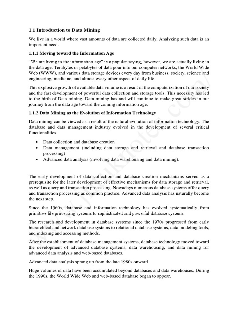 1.1 Introduction To Data Mining: 1.1.1 Moving Toward The Information Age | PDF | Data Mining | Data