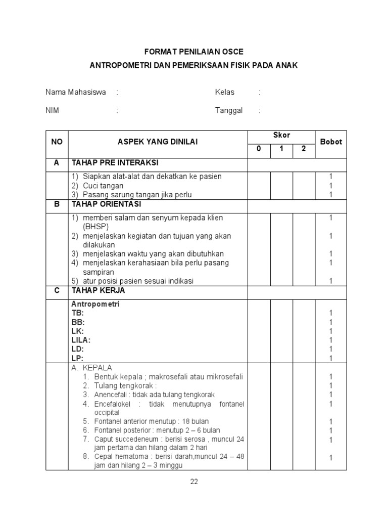 Osce Pemfis Dan Antropometri Anak | PDF