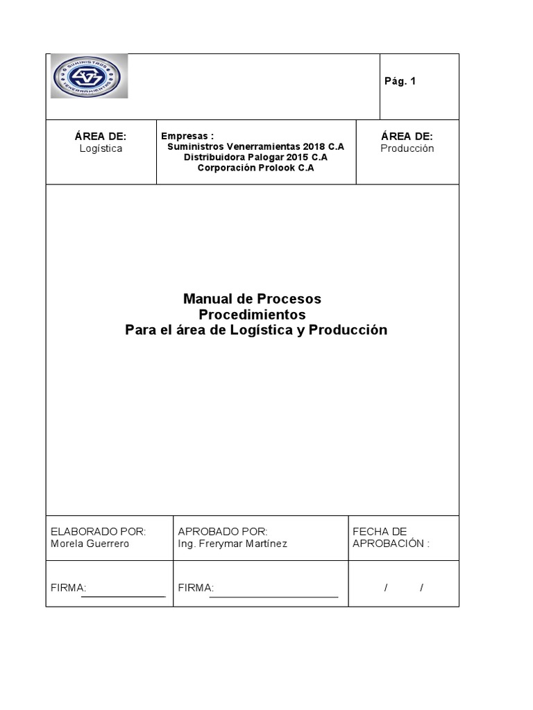 Manual de Procesos Producion | PDF | Almacén | Logística