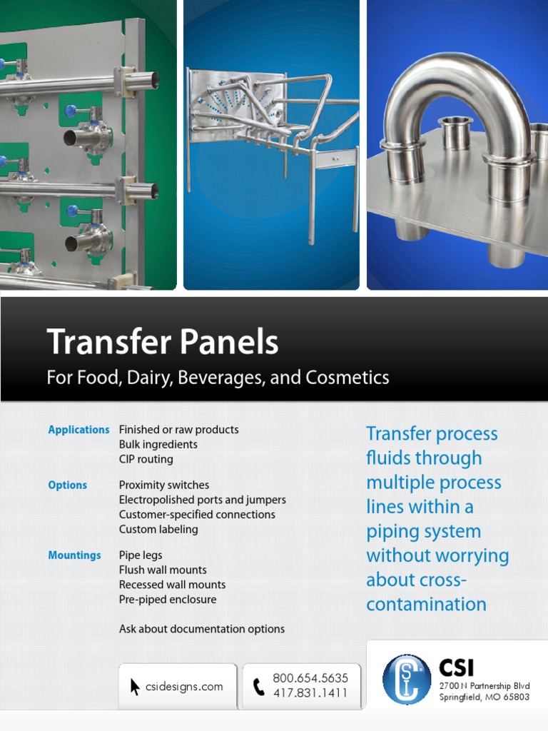 Transfer Panels: For Food, Dairy, Beverages, and Cosmetics | PDF | Pipe ...