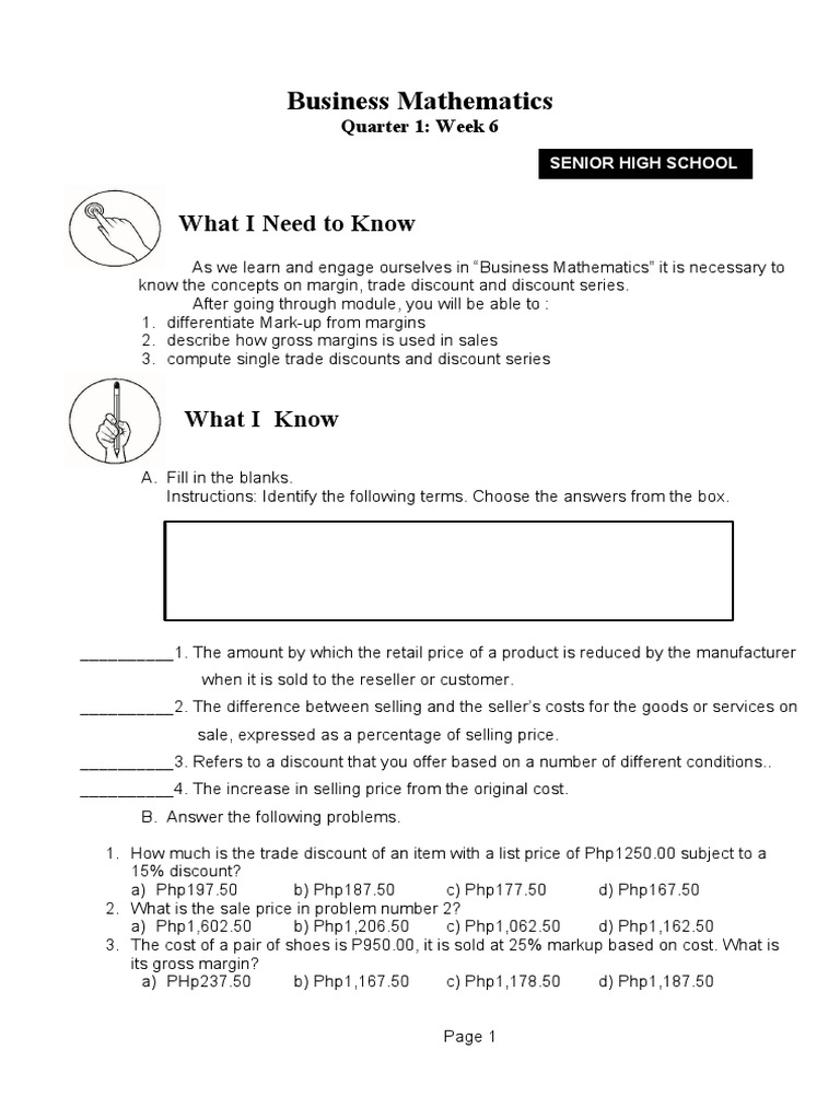 Business Math Module Week 6 | PDF | Gross Margin | Business Economics