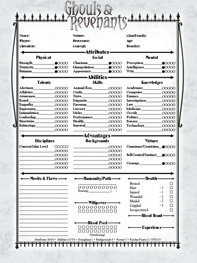 V20 1-Page Ghouls & Revenants Interactive | PDF
