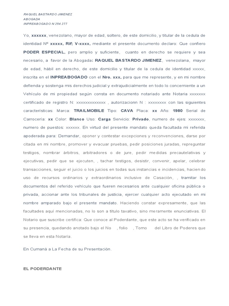 Modelo Poder Especial Raq | PDF