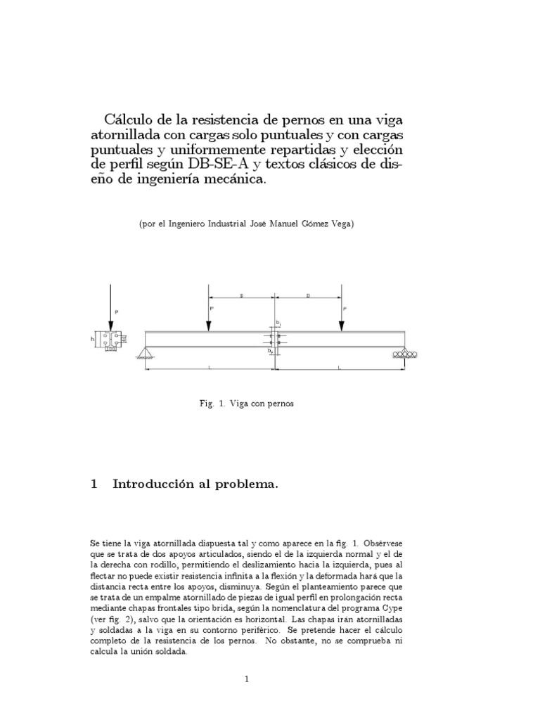 Cálculo de Tornilllos en Una Viga Estructural y Dimensionado Del Perfil | PDF