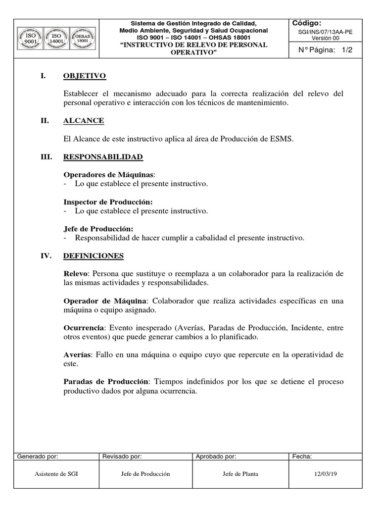 Sgi - Ins.07.13aa - Pe V0 Instructivo para El Relevo de Personal ...