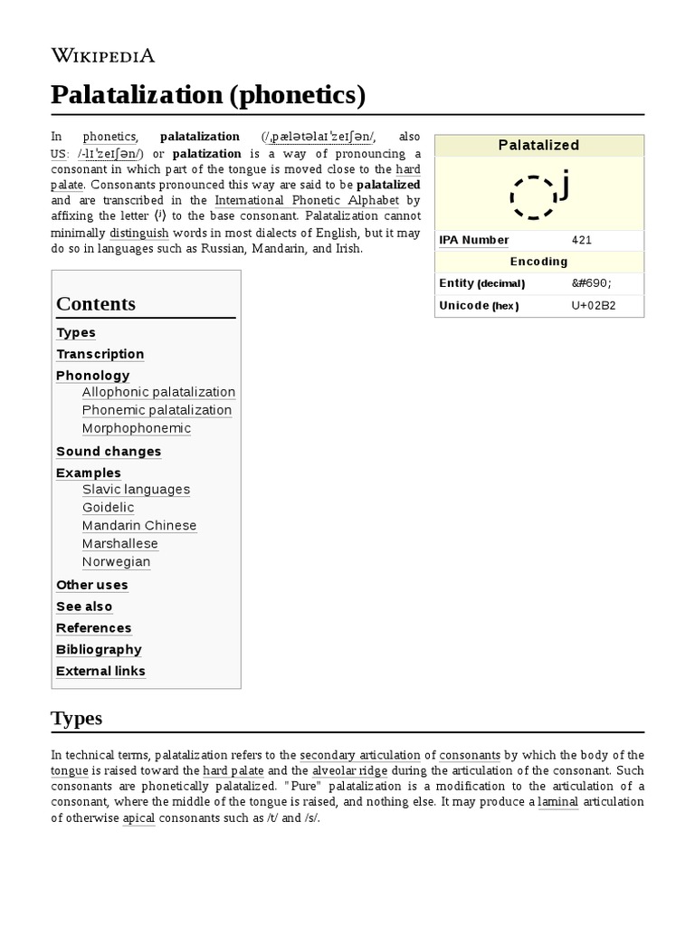 Palatalization (Phonetics) | PDF | Consonant | Human Communication