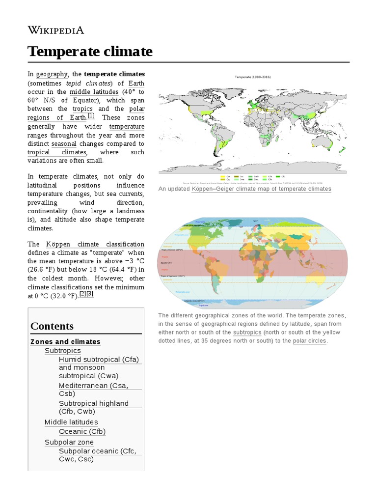 Temperate Climate | PDF