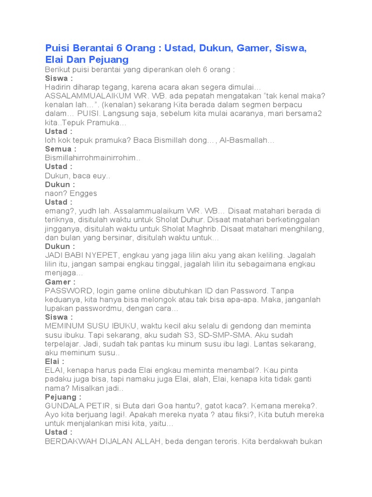 Puisi Berantai 6 Orang | PDF