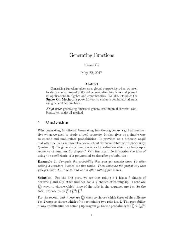 Generating Functions | PDF