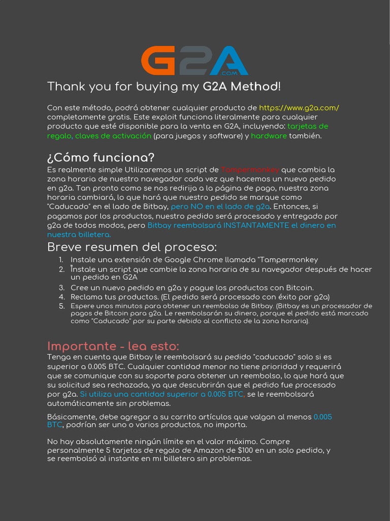 Metodo G2A - Bitcoin Refund Exploit | PDF | Bitcoin | Informática
