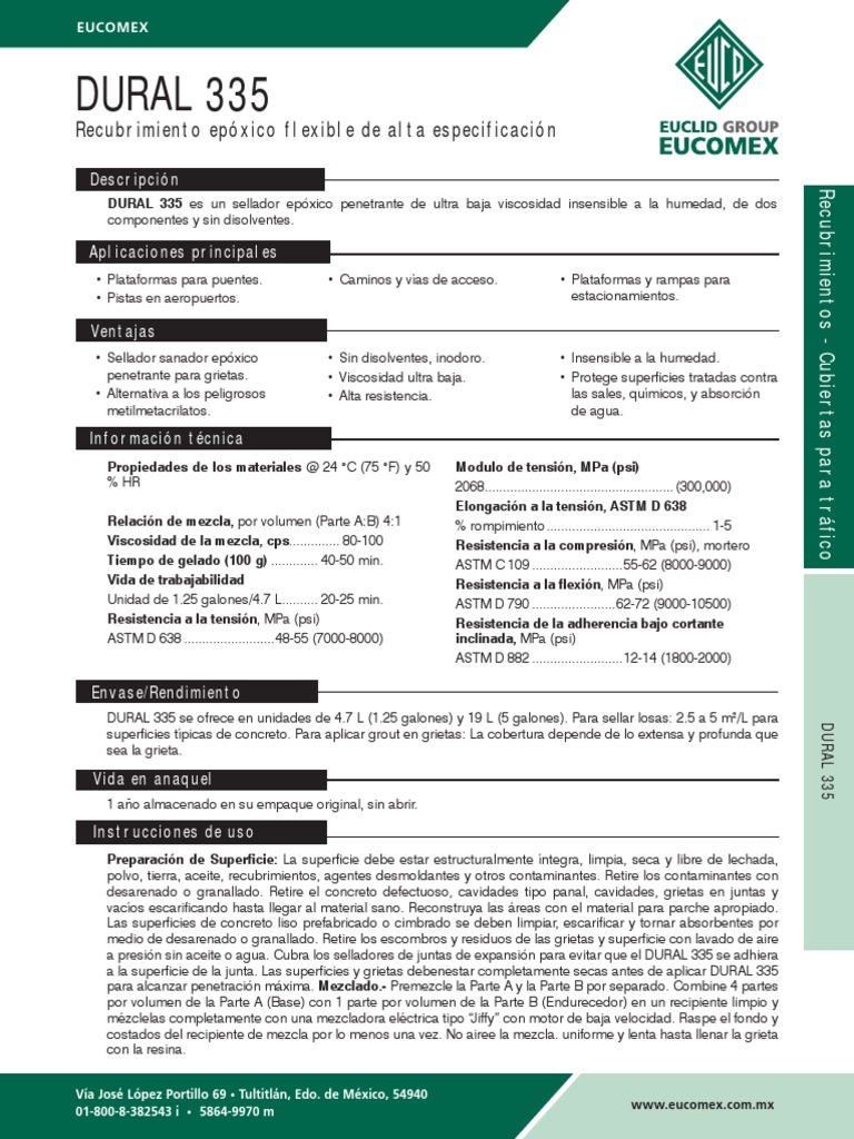 Hoja de Datos de Seguridad Dural 335 | PDF | Hormigón | Materiales
