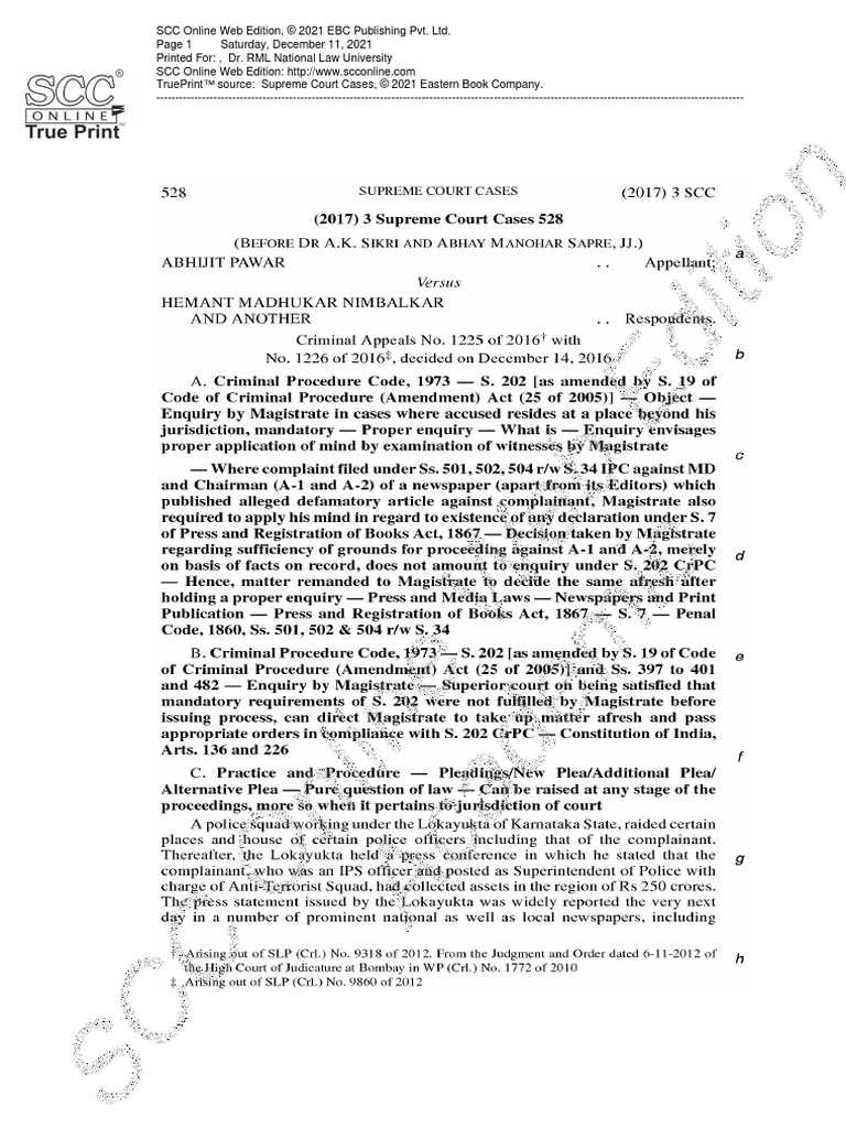 Abhijeet Pawar Vs Hemant Nimbalkar | PDF