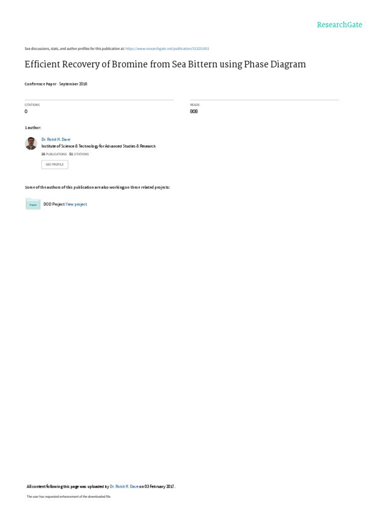 Efficient Recovery of Bromine From Sea Bittern Using Phase Diagram ...