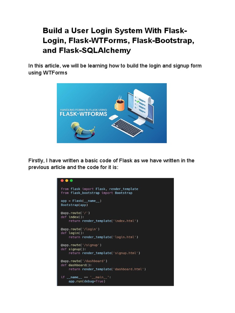 Build A User Login System With Flask Login Flask Wtforms Flask Bootstrap And Flask Sqlalchemy