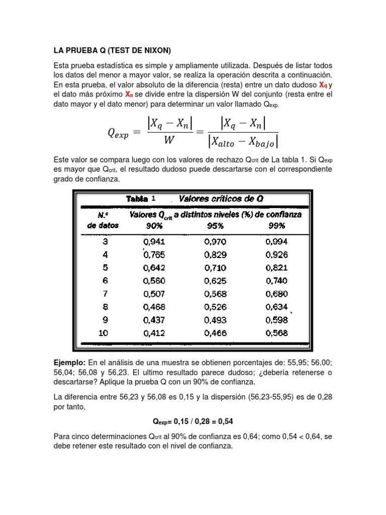 Ayuda de Cálculos Prueba Q y T Student | PDF | Intervalo de confianza ...