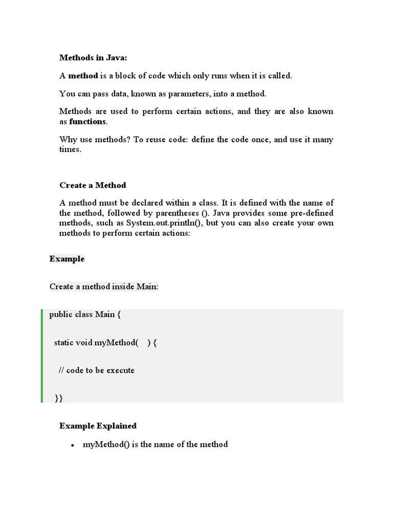 Methods Method Overrding In Java Pdf Method Computer Programming Parameter Computer