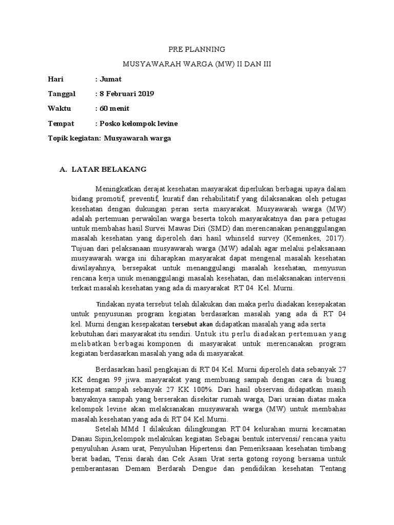 Pre Planning MMD 2 | PDF