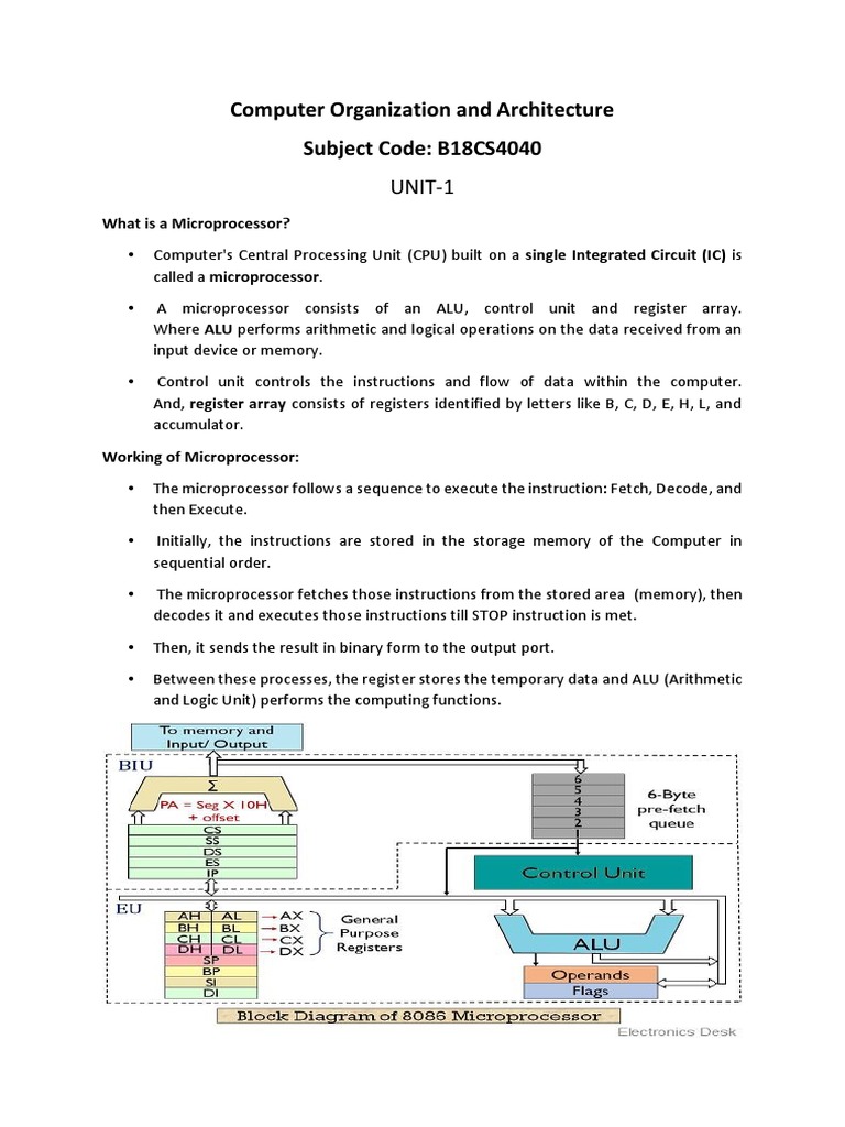COA Unit-1 Notes | PDF
