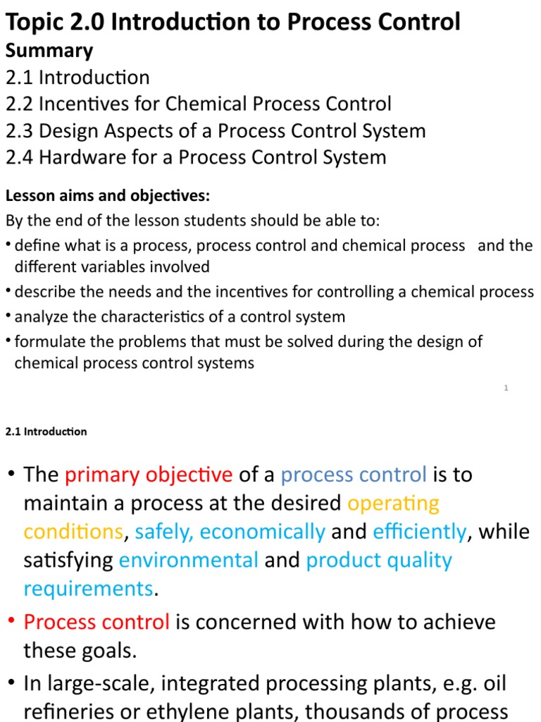 Topic 2.0. Introduction To Process Controlpptx | PDF | Process Control ...