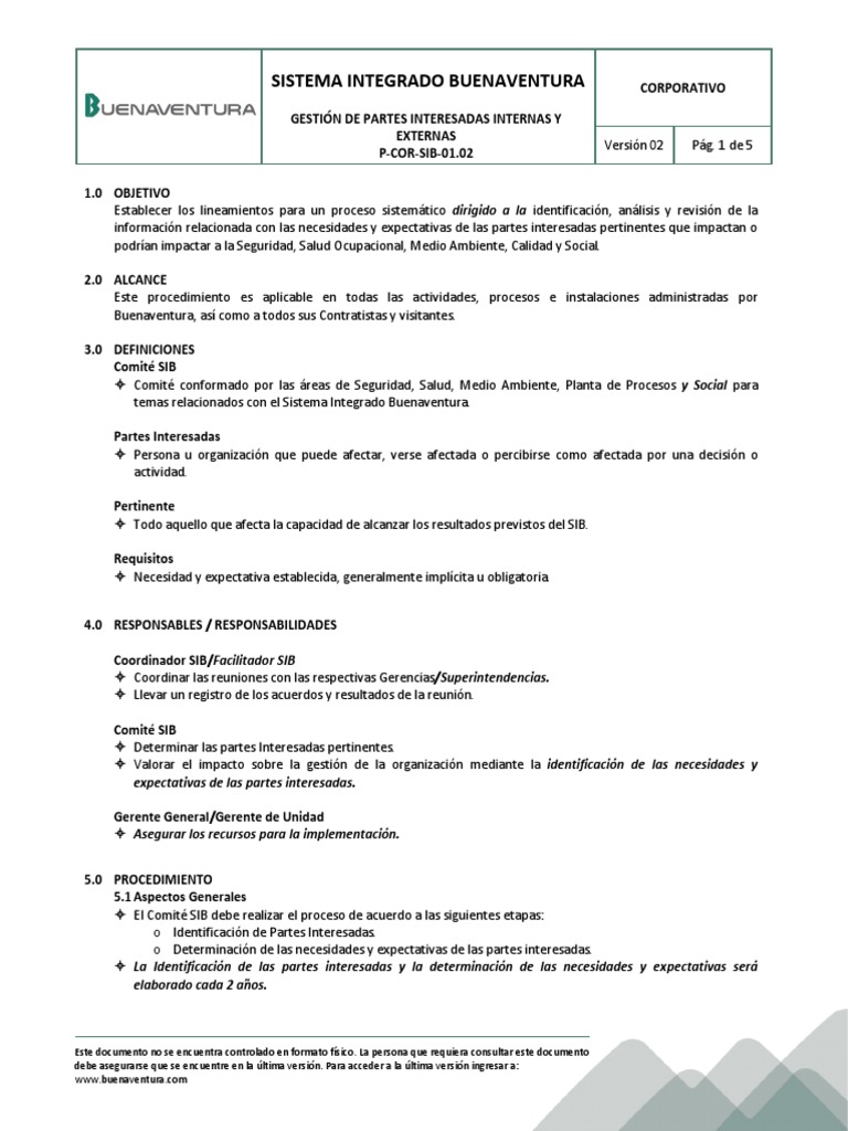 P-COR-SIB-01.02 Gestión de Partes Interesadas Internas y Externas - V02 ...