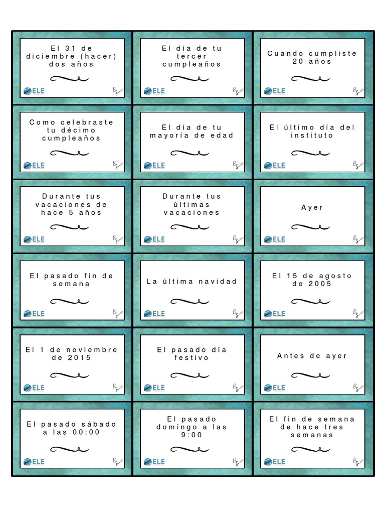 Indefinido - Tarjetas para Hablar - Qué Hiciste... | PDF