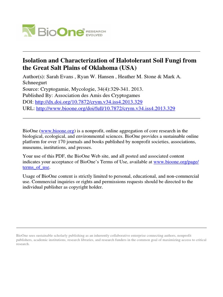 Isolation and Characterization of Halotolerant Soil Fungi From | PDF | Fungus | Polymerase Chain ...
