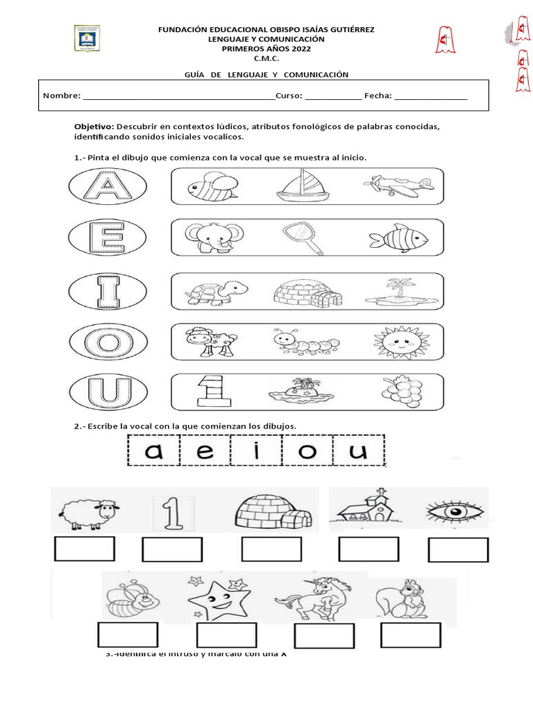 Guía Sonido Inicial Vocálico Pdf