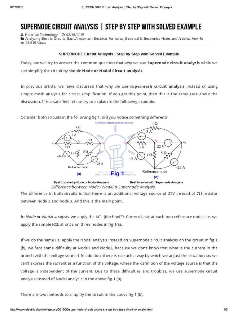 Supernode Circuit Analysis B Pdf Electrical Network Network Analysis Electrical Circuits