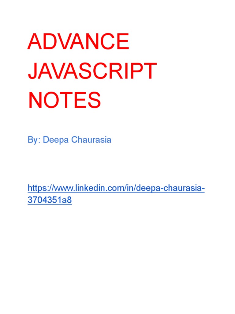 Advance Js Notes | PDF