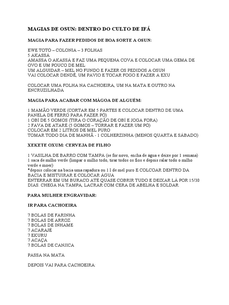 Magias de Osun - Culto Ifá | PDF | Mel