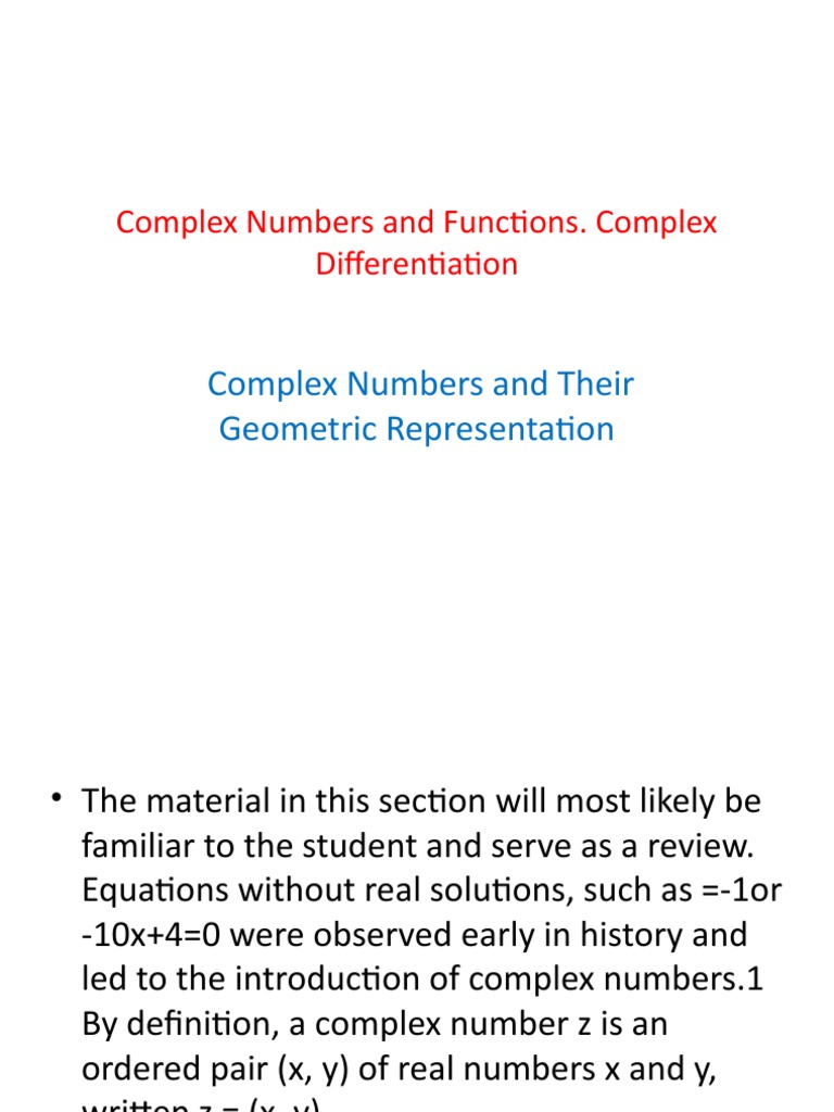 Complex Numbers and Their Geometric Representation | PDF | Complex Number | Multiplication