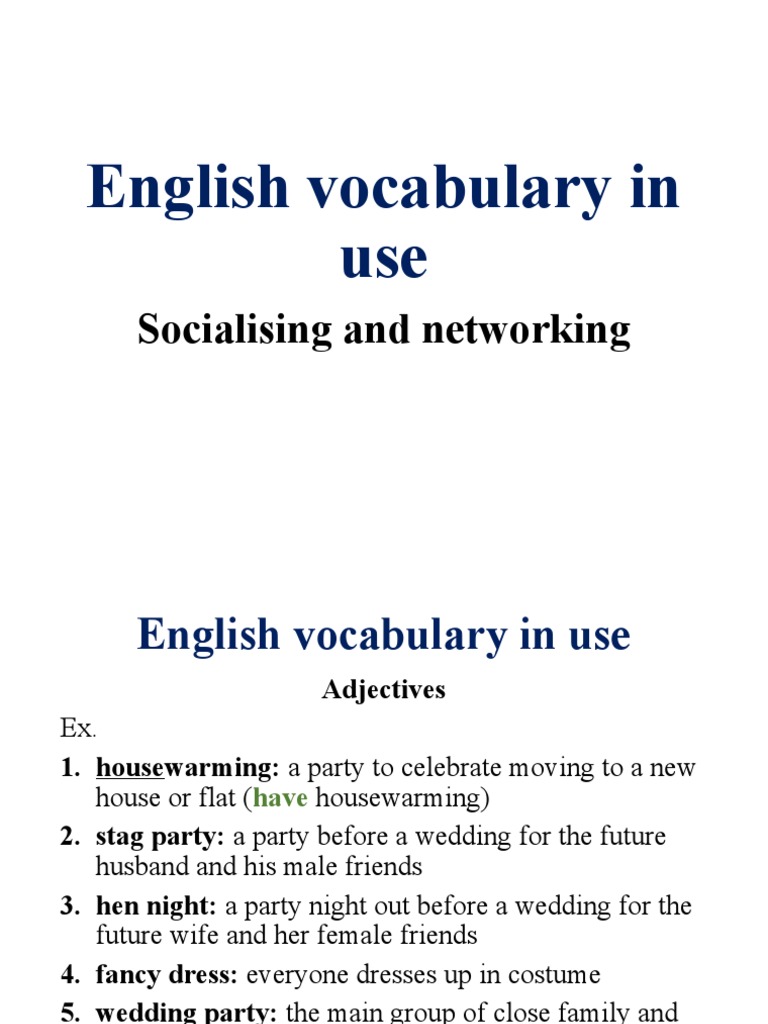 Social Vocabulary for Weddings | PDF