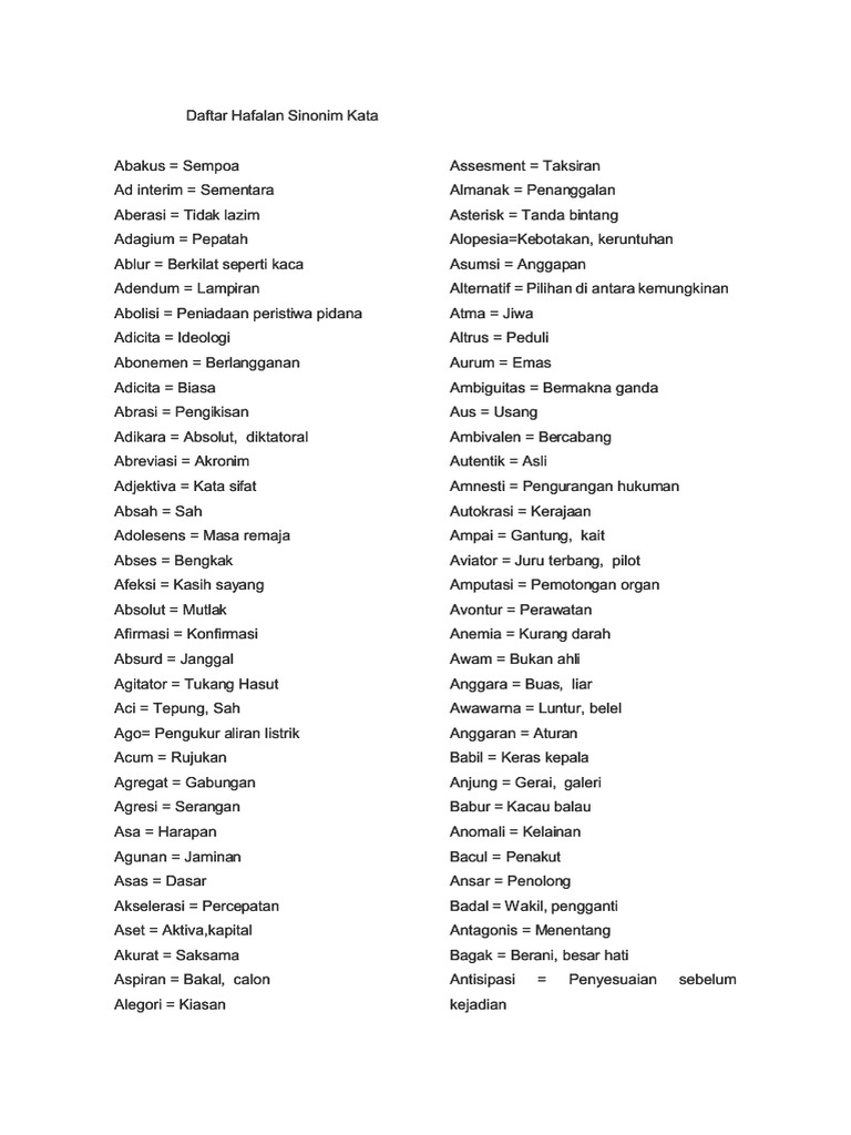 Kamus Sinonim | PDF