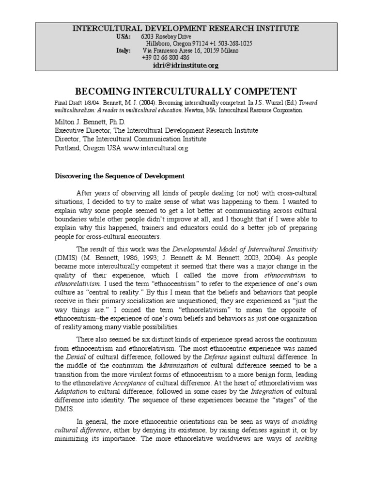 Becoming Interculturally Competent | PDF | Cross Cultural Communication ...