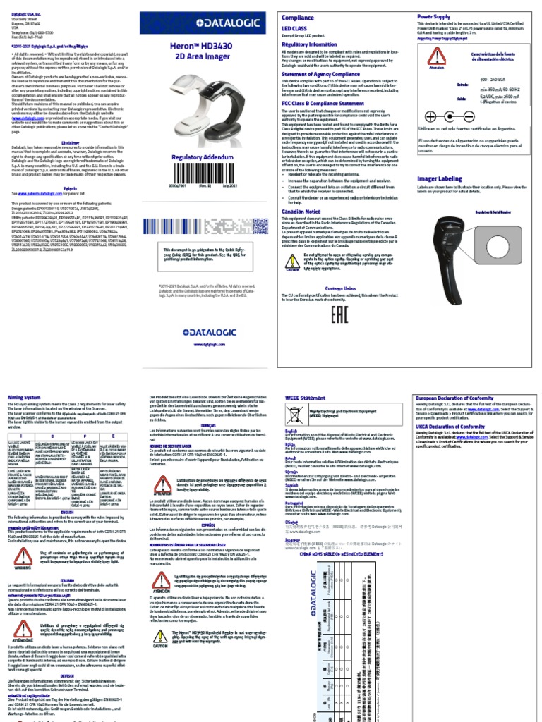 Heron HD3430 Regulatory Addendum (ENG) | PDF | Electromagnetic ...