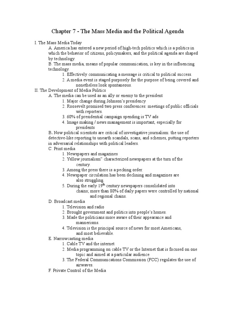 Chapter 7 Outline | Download Free PDF | News | Mass Media