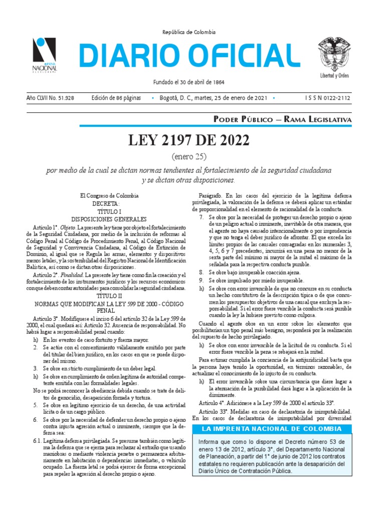 Ley 2197 De 2022 Descargar Gratis Pdf Derecho Penal Castigos