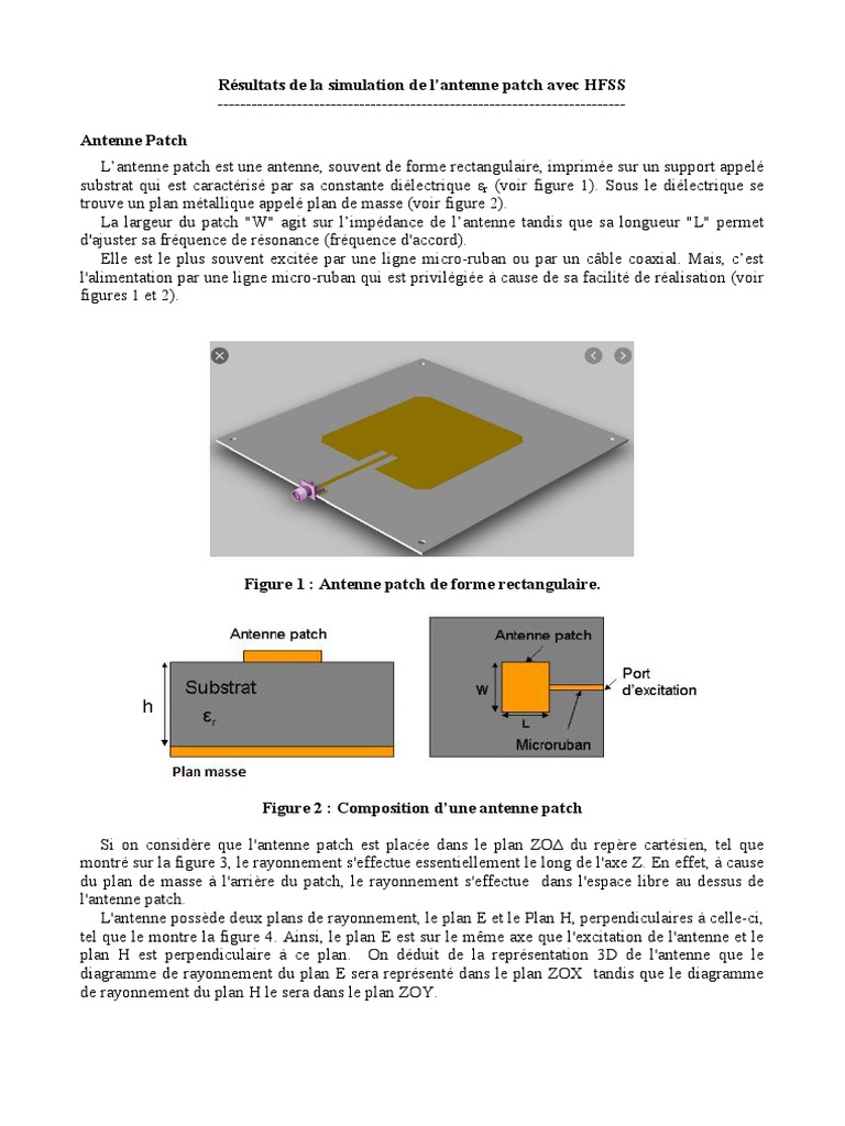 Simulation Antenne Patch HFSS | PDF | Antenne (Radio) | Électronique