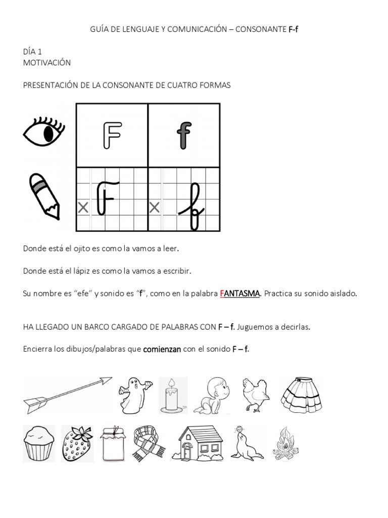 Día 1 Consonante F | PDF | Lingüística | Comunicación humana