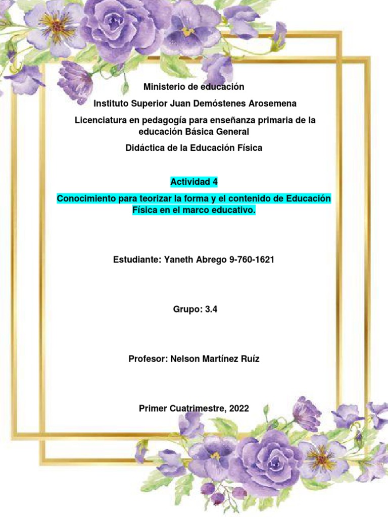 Grupo 3.4 Actividad 4 - Yaneth Ábrego | PDF | Plan de estudios | Maestros