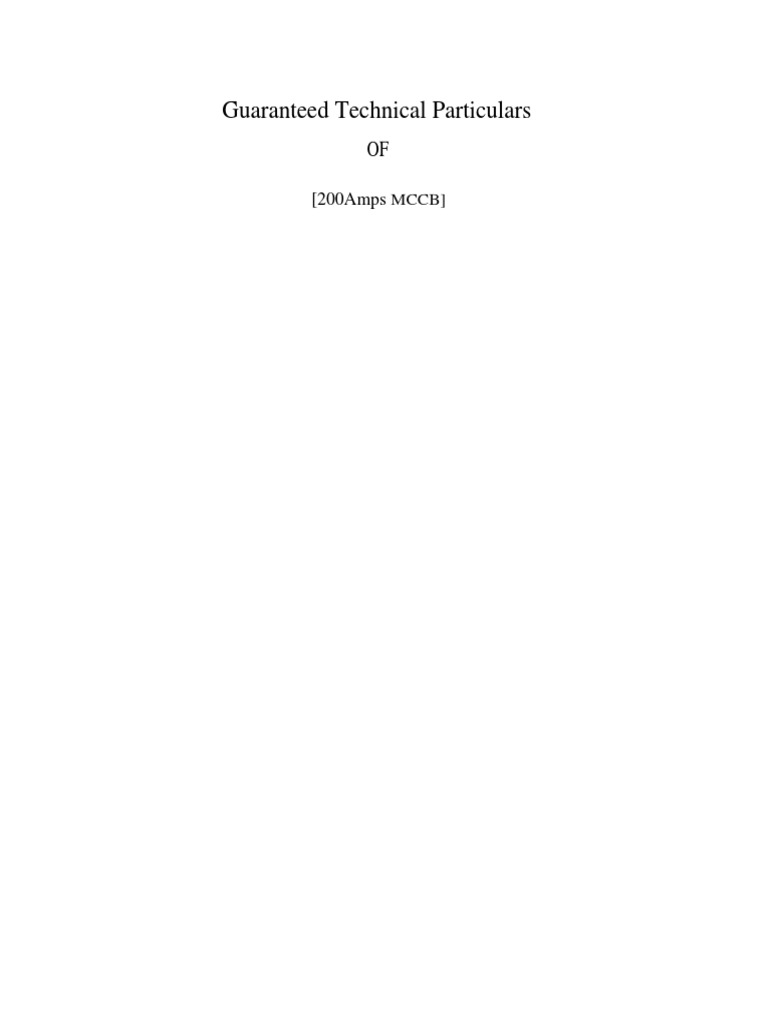 Guaranteed Technical Particulars: (200amps | PDF | Voltage ...