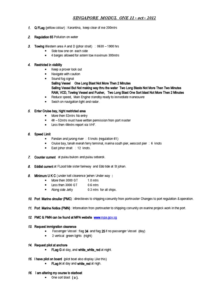 Singapore Modul One | PDF | Port And Starboard | Windward And Leeward