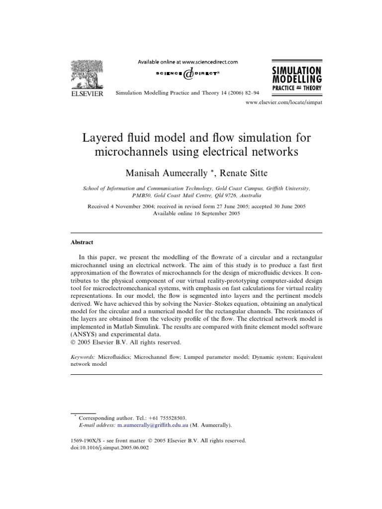 Layered Uid Model and Ow Simulation For Microchannels Using Electrical ...