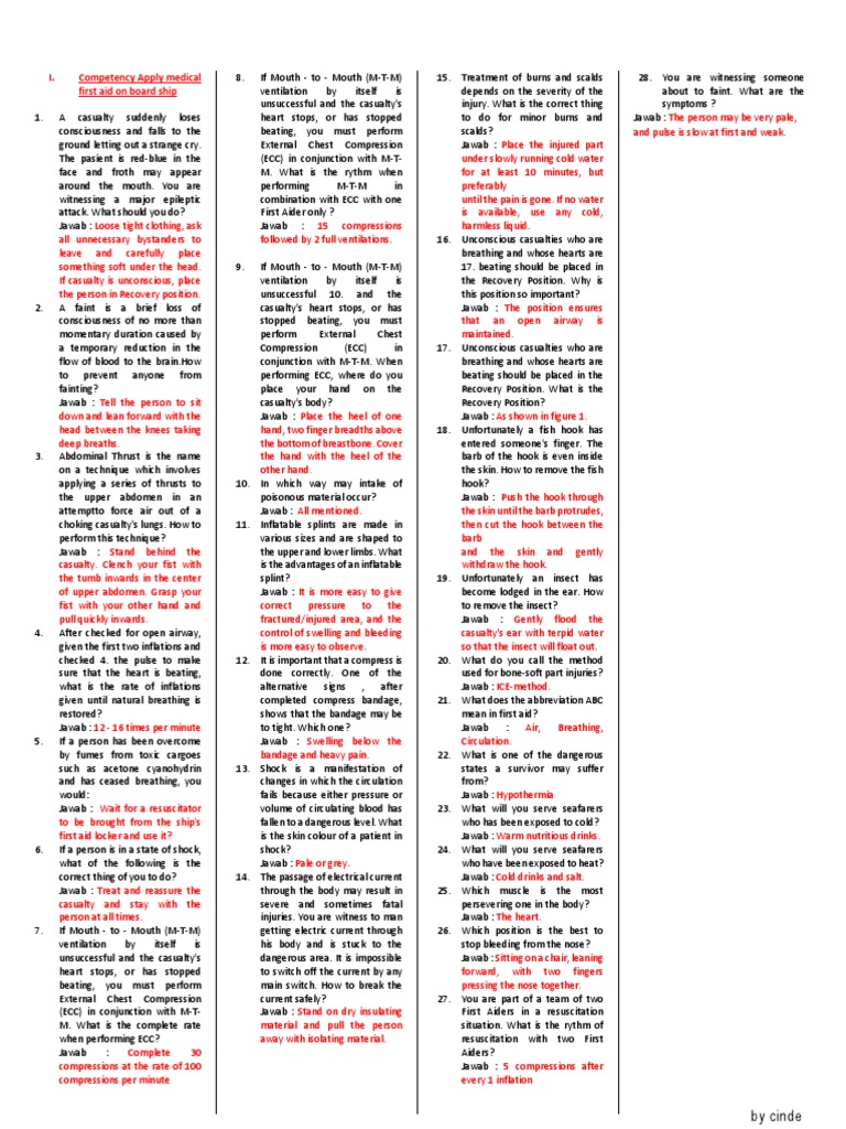 Apply Medical First Aid On Board Ship | PDF | First Aid