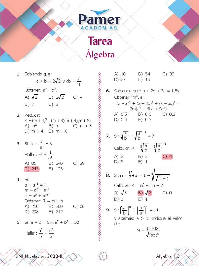 Algebra Sem 2 Pdf Ajedrez
