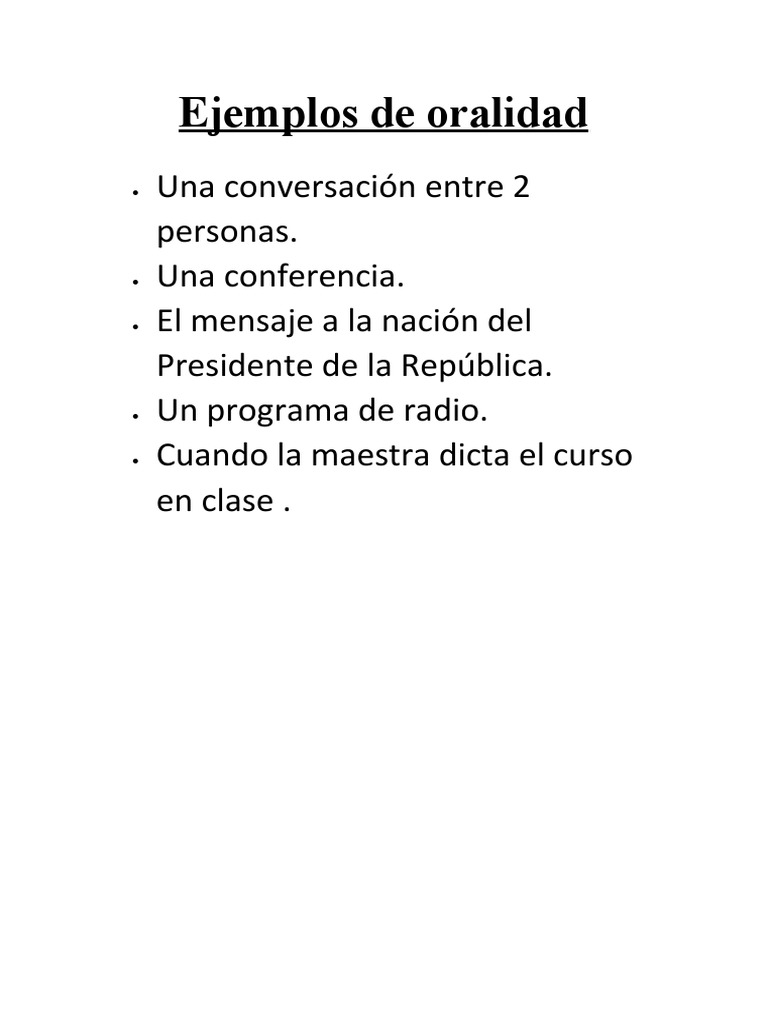 Ejemplos de Oralidad | PDF