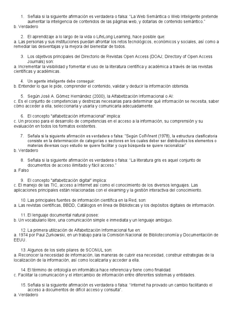 Señala Si La Siguiente Afirmación Es Verdadera o Falsa PREGUNTAS 3 ...