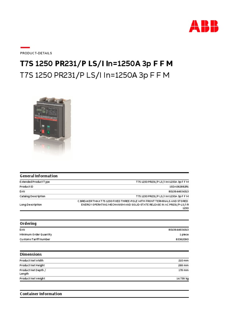 1250A Type XT7M (Motorize) | PDF | Electrical Equipment | Force